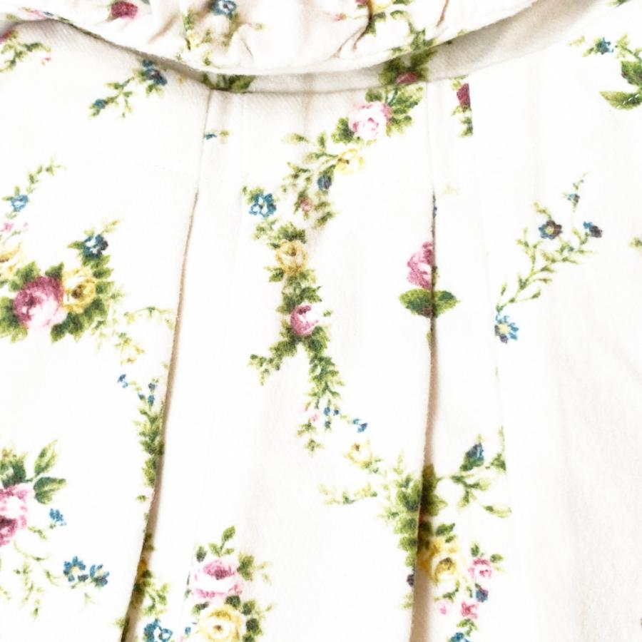 ★SALE 10%OFF★ ￥24,200-->￥21,780 IKUKOイクコ コットン綾ネル 花柄プリント 襟付き全開長袖ネグリジェ アイボリー IKUKO-RN220FL2-01 ...