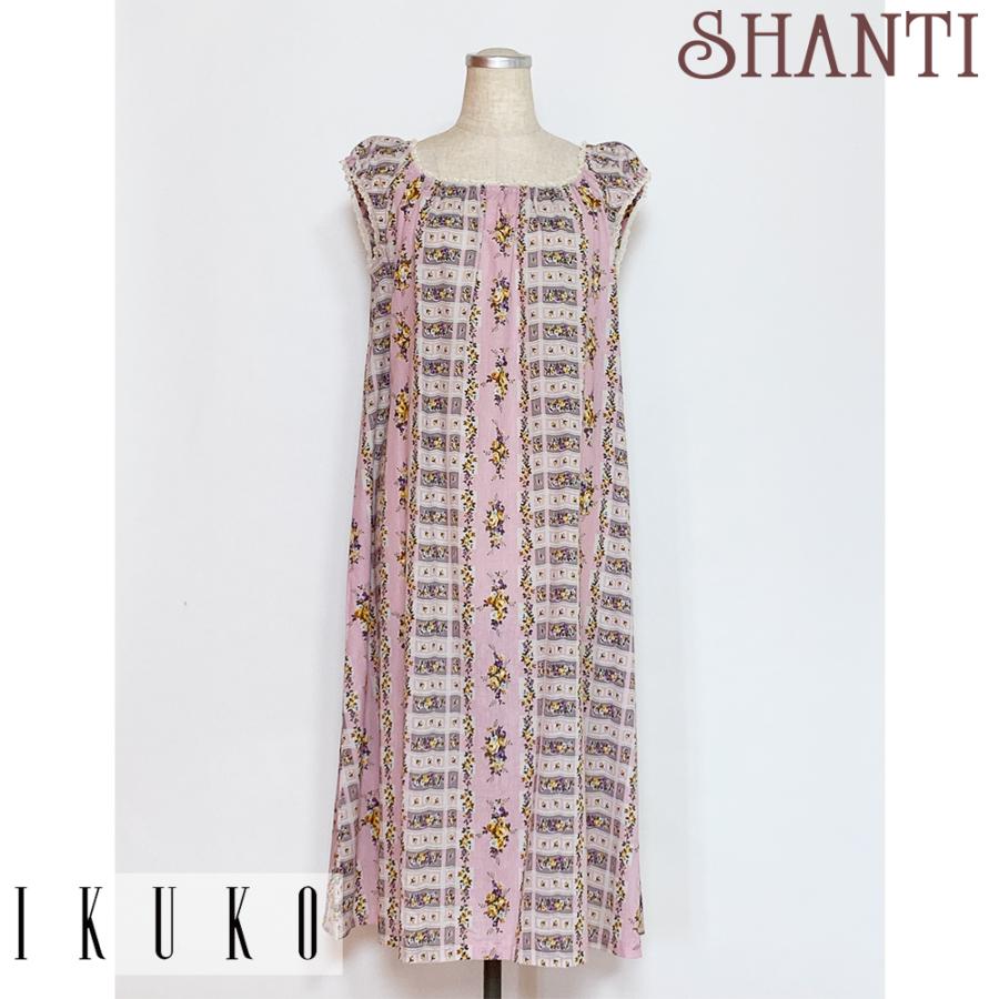 IKUKOイクコ シングルガーゼ花柄プリント フレンチスリーブネグリジェ ピンク IKUKO-SN170GL2-02 : SHANTI - 通販 - Yahoo!ショッピング