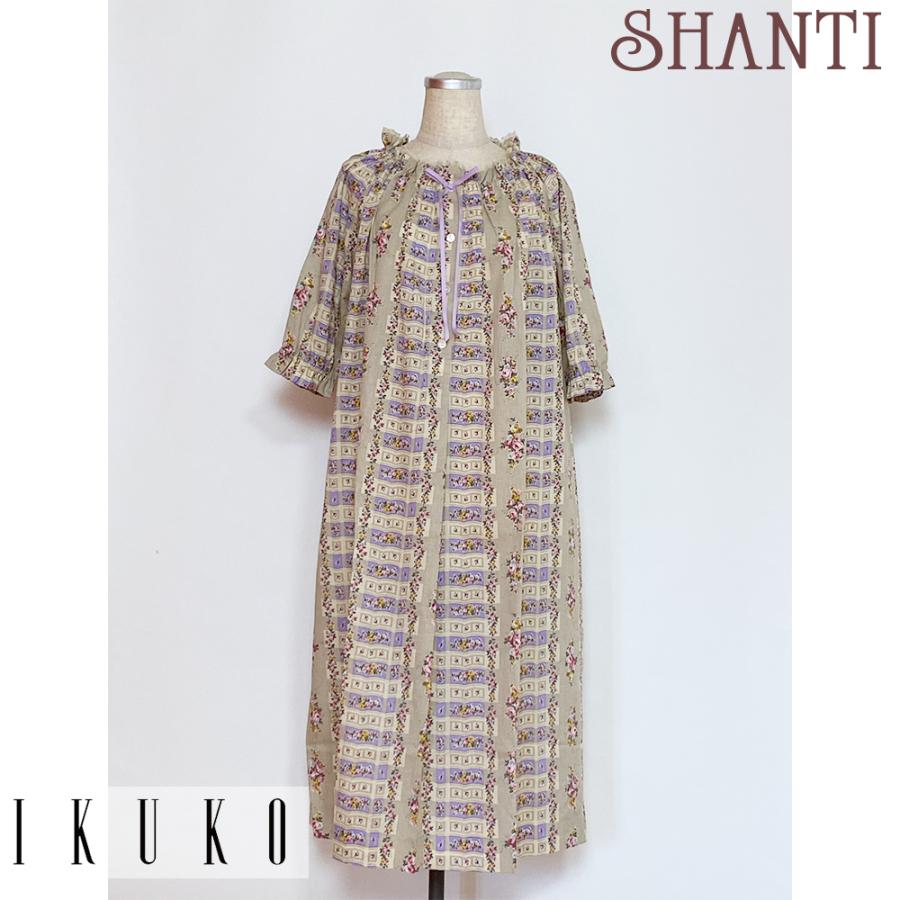 IKUKOイクコ シングルガーゼ花柄プリント 半開・5分袖ネグリジェ ベージュ IKUKO-SN180GL2-03 : SHANTI - 通販 - Yahoo!ショッピング
