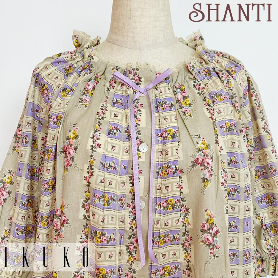 IKUKOイクコ シングルガーゼ花柄プリント 半開・5分袖ネグリジェ ベージュ IKUKO-SN180GL2-03 : SHANTI - 通販 - Yahoo!ショッピング