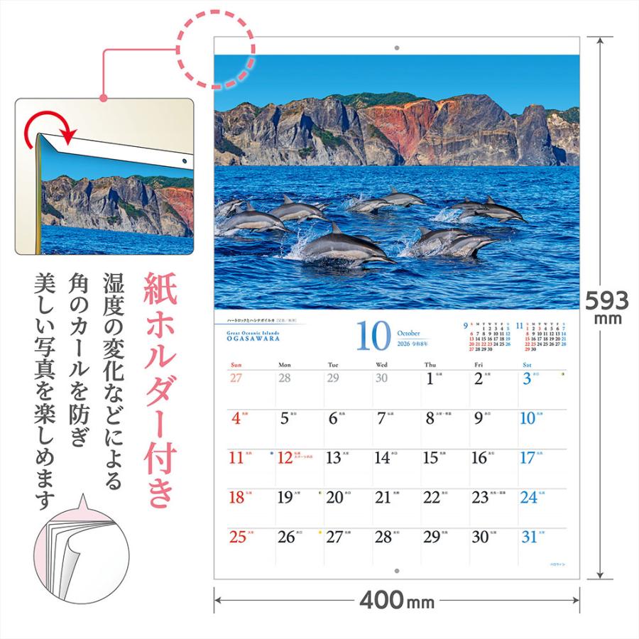 写真工房 『 小笠原諸島 』2026年 カレンダー 壁掛け 風景 【紙ホルダー付 300×400】 スマホ壁紙12枚付 YC-03 : 風景カレンダーの写真工房ストア - 通販 - Yahoo ...