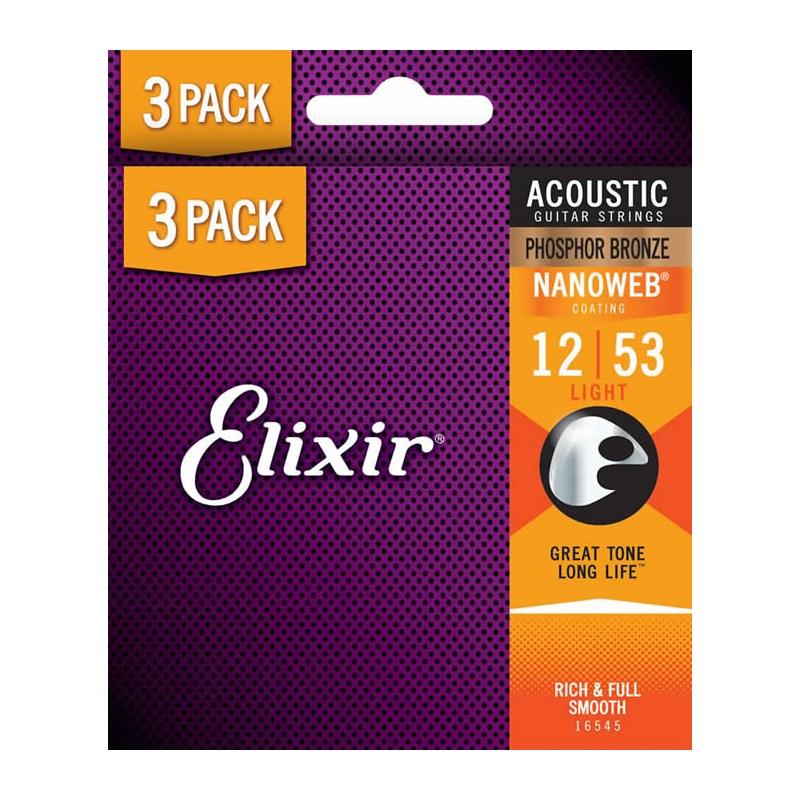 Elixir ELIXIR #16545 [16052 NANOWEB Phosphor Light/12-53 x3セット] 【今だけお得な ...