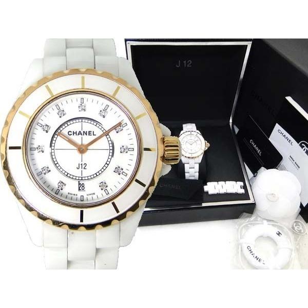 本物美品CHANELシャネルJ12ホワイトセラミック/18YG 33mm 11PダイヤH2181クォーツレディース腕時計 : ブランド時計質 ...