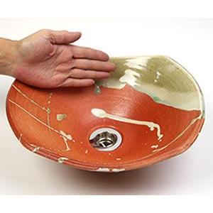 信楽焼 手洗い鉢 洗面ボウル 洗面ボール 陶器 手洗い器 洗面台 トイレ リフォーム 和風 DIY おしゃれ あかつき長角ソリ型(ミニ) tr ...