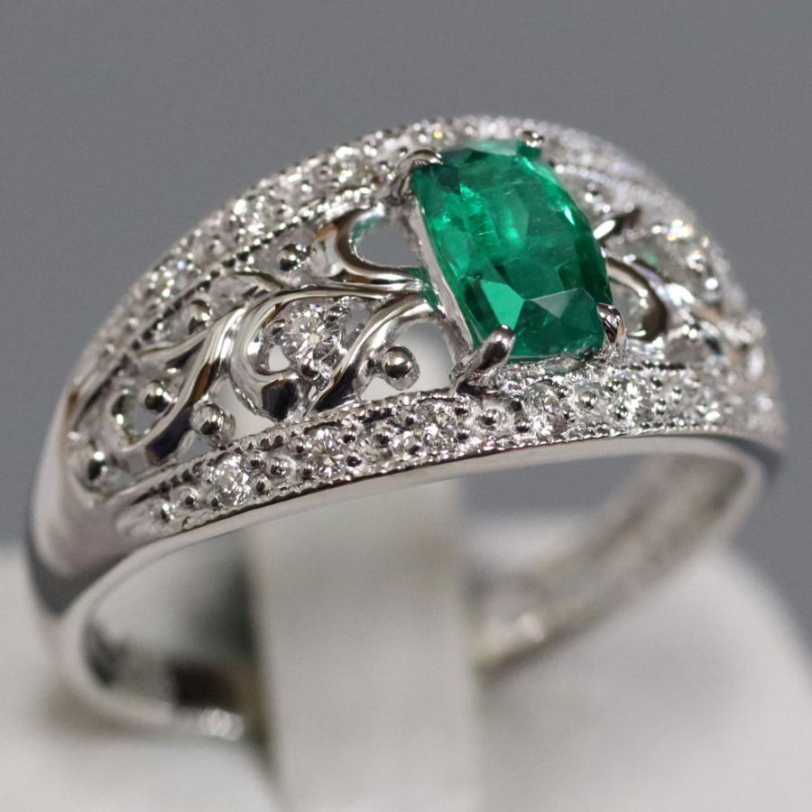 Pt900エメラルドダイヤモンドリング E0.61 D0.16 5.5g #18 : 鴫原質店 - 通販 - Yahoo!ショッピング