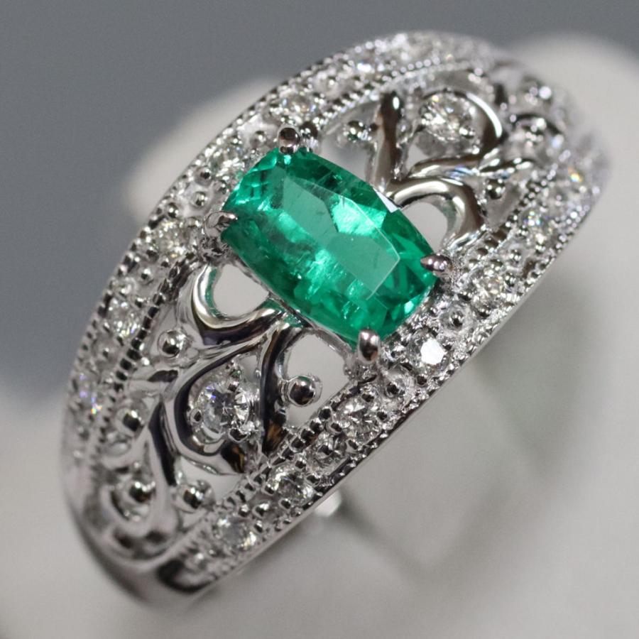 Pt900エメラルドダイヤモンドリング E0.61 D0.16 5.5g #18 : 鴫原質店 - 通販 - Yahoo!ショッピング