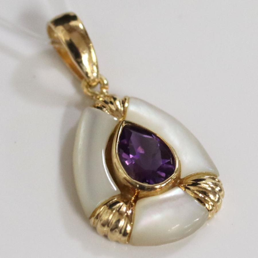 K18アメジストシェルペンダントトップ 2.7g :24053260:鴫原質店 - 通販 - Yahoo!ショッピング