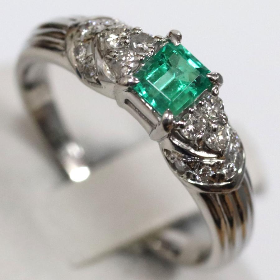 Pt850エメラルドダイヤモンドリング E0.32 D0.22 4.8g #15 : 鴫原質店 - 通販 - Yahoo!ショッピング