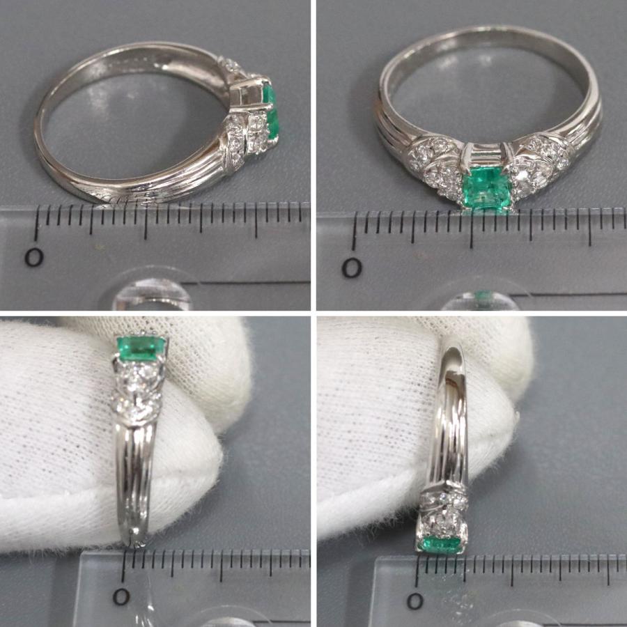 Pt850エメラルドダイヤモンドリング E0.32 D0.22 4.8g #15 : 鴫原質店 - 通販 - Yahoo!ショッピング
