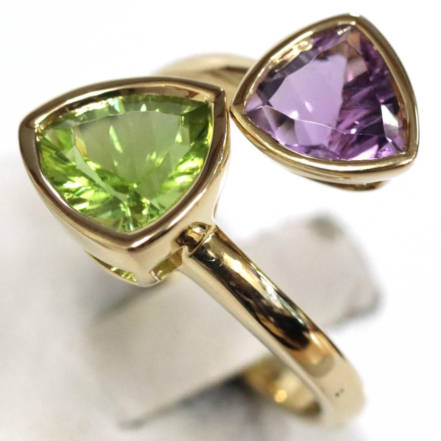 K18ペリドットアメジストリング Pe2.45 AM1.64 6.5g #12 イエローゴールド : 鴫原質店 - 通販 - Yahoo!ショッピング