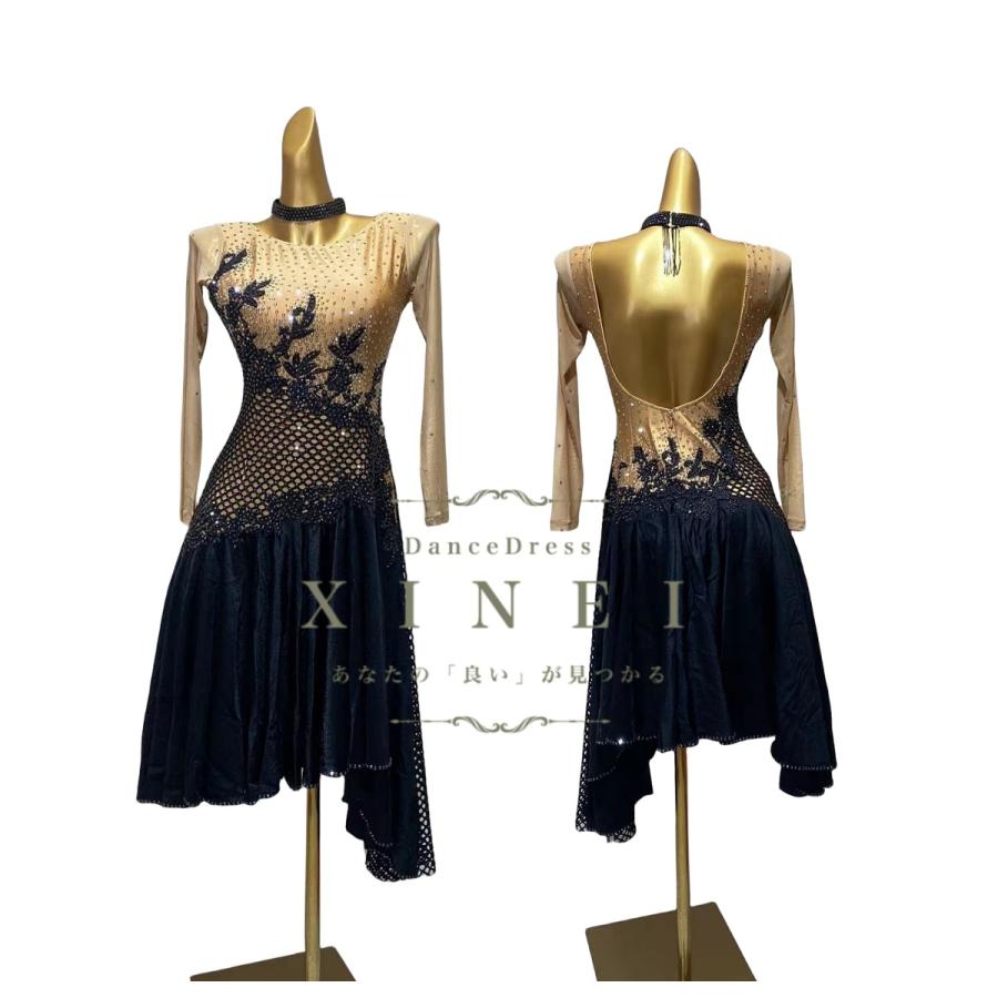 社交ダンスドレス ラテンドレス モダンドレス ロングスカート ダンスウエア 競技 デモ パーティー ダンス衣装 ワンピース 013334 ...