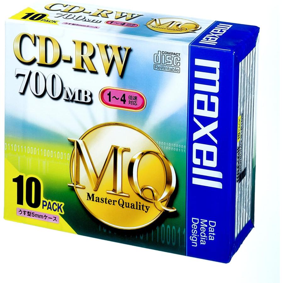 maxell データ用 CD-RW 700MB 4倍速対応 10枚 5mmケース入 CDRW80MQ.S1P10S 高品質なデータ保存！ 繰り返し使える！ 大切なデータをしっかり守る : シー ...