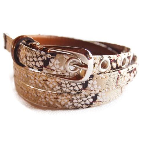 白金らん 細目 女性 和柄 西陣織金襴 ベルト 可愛い一本 : 和柄雑貨 四季彩の店 一新堂 - 通販 - Yahoo!ショッピング