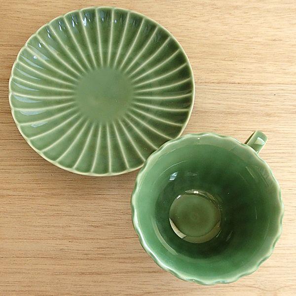 コーヒーカップソーサー 緑 かすみ おしゃれ しのぎ 和陶器 業務用 美濃焼 m56171052-56171005 :m4046152 ...