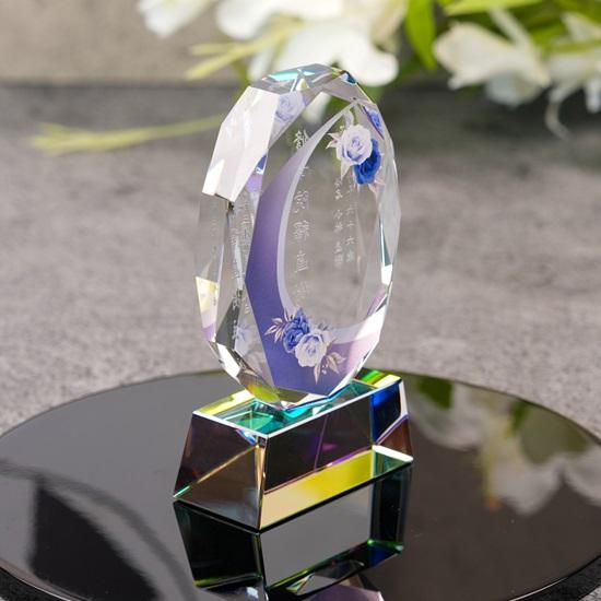 クリスタル位牌 KH-11UVSローズ(小)サンドブラスト加工 カラー印刷バージョン : おぶつだんの志喜屋 - 通販 - Yahoo!ショッピング