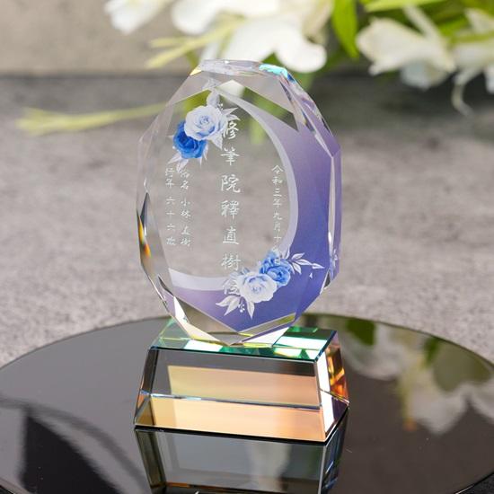 クリスタル位牌 KH-11UVSローズ(中)サンドブラスト加工 カラー印刷バージョン : おぶつだんの志喜屋 - 通販 - Yahoo!ショッピング