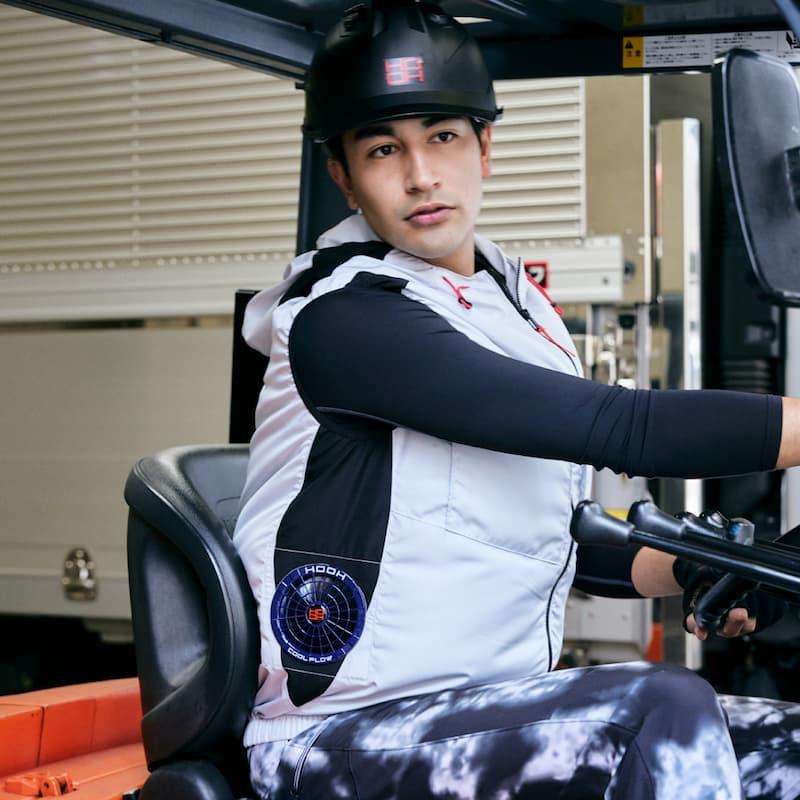 HOOH 【Lサイズ】HOOH 鳳皇 V8819 サイドファンフードベスト Col.39.シルバーグレー 静電 帯電防止作業服 空調服 フルハーネス対応 おしゃれ かっこいい 熱中症対策 ...