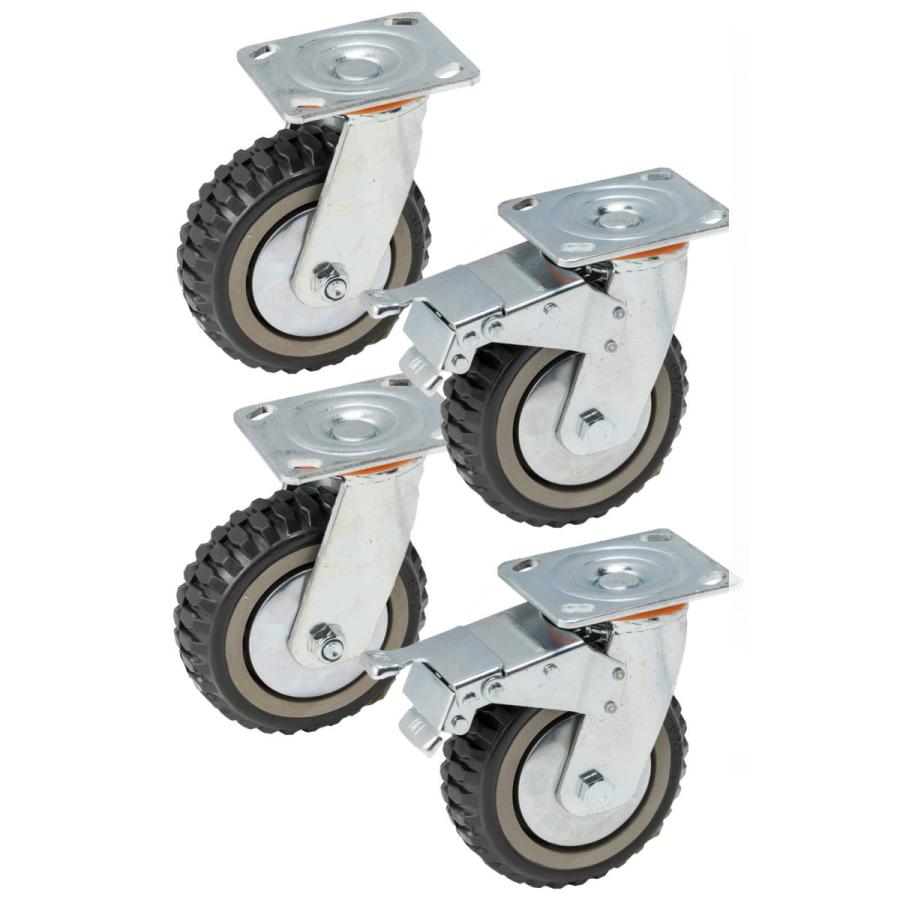 産業用キャスター 6インチ 直径Φ150mm 4個セット(ブレーキ有り×2個,ブレーキ無し×2個) 車輪 ホイール 耐荷重1024kg 静音 台車用 #1784 : 島袋商店 - 通販 ...