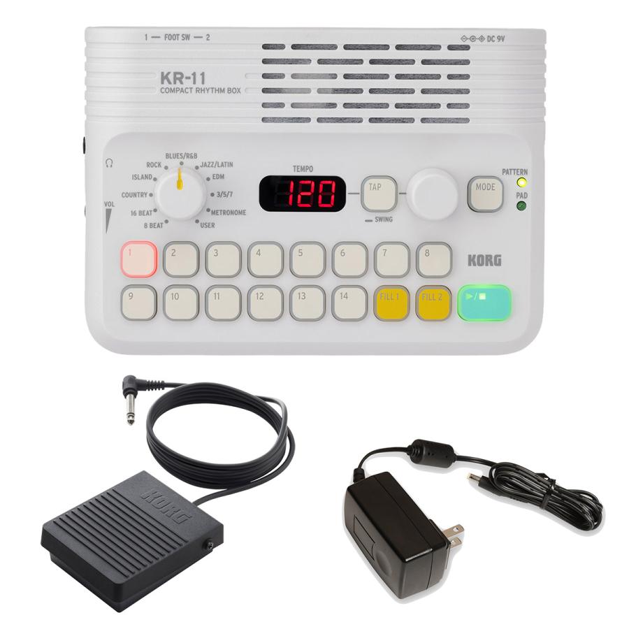 KORG コルグ KR-11 + 電源アダプター + ペダルスイッチ セット スピーカー内蔵 リズムボックス リズムマシン KR11 : mt0163219 : 島村楽器Yahoo!店 ...