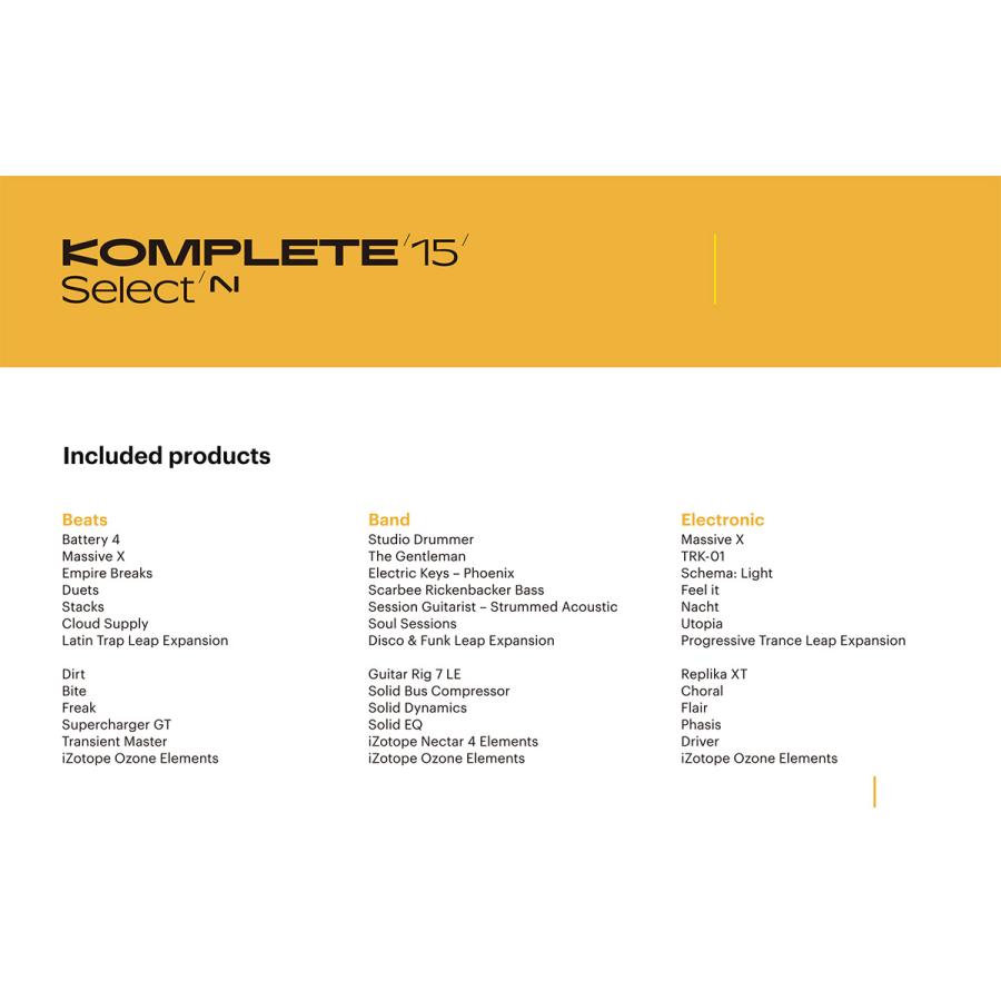 数量限定特価 Native Instruments (NI) Komplete 15 Select Beats [メール納品 代引き不可] : 島村楽器Yahoo!店 - 通販 - Yahoo ...