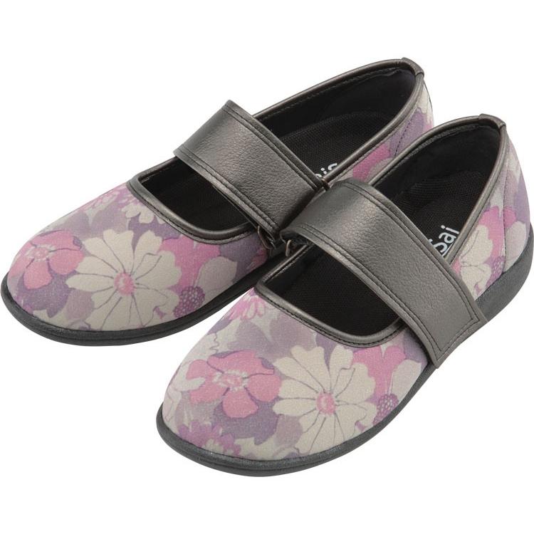 SaiSai〜フラワープリント〜 W941 婦人用 / 24.5cm フルールパープル 両足（マリアンヌ製靴） : 介護用品のシマヤメディカル - 通販 - Yahoo!ショッピング