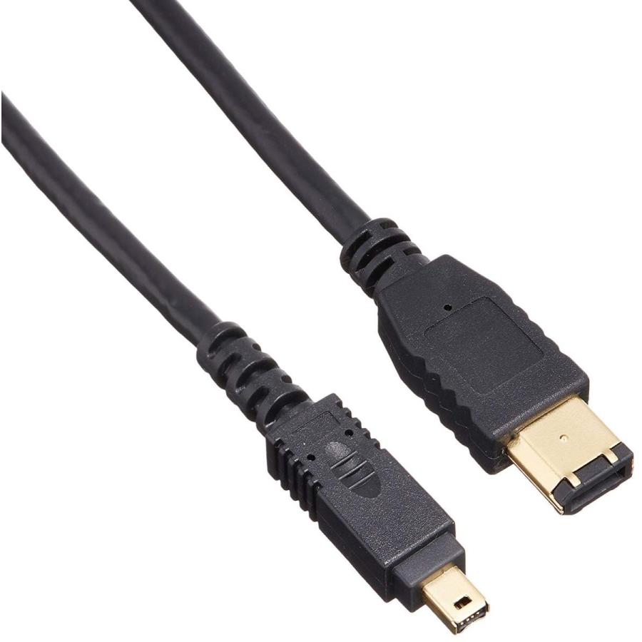 エレコム IEEE1394 FireWire400(i.LINK・DV)ケーブル 6pin-4pin 1.0m ブラック IE-461BK ...