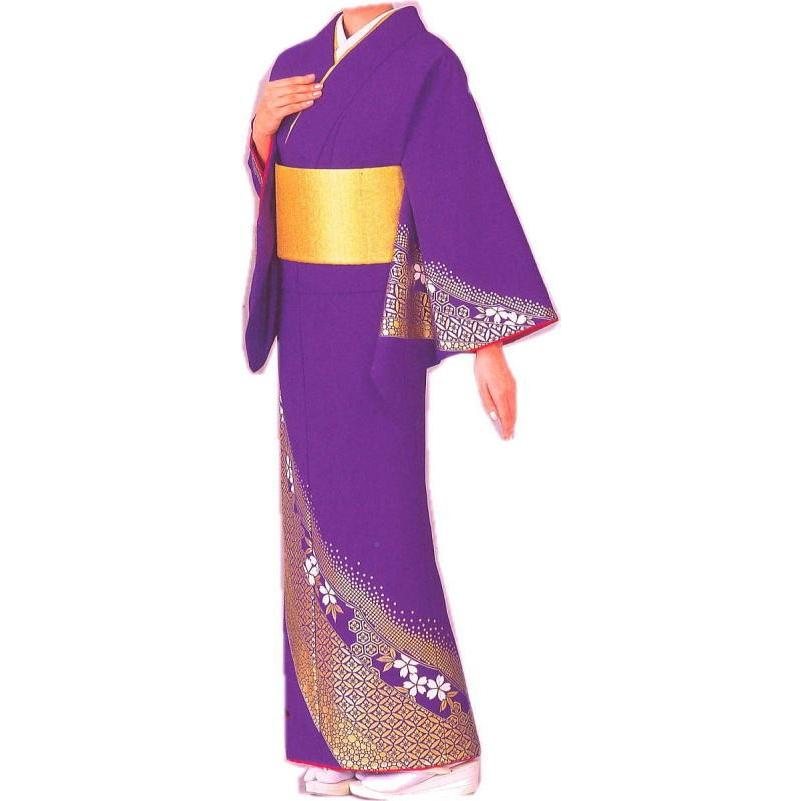 仕立上 絵羽“胴抜仕立 ピンク黒色分け地 金箔 桜花びら「舞台衣装