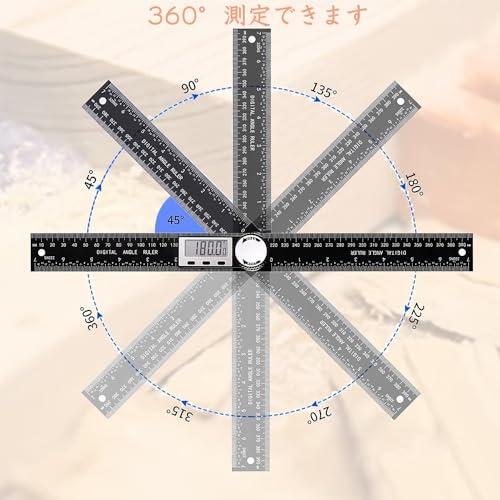 DFsucces デジタル 角度計 分度器 200mm LCD液晶画面 0-360°測定範囲 自由調整 角度測定 長さ測定 電池付属 角度ルーラ : シャイニングONE - 通販 ...