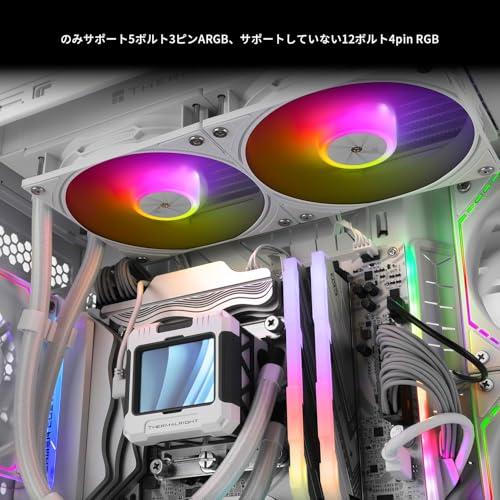 Thermalright FW240 ホワイトARGB CPUウォータークーラー、2000RPMの2つのPWMファン、320 * 240解像度 ...