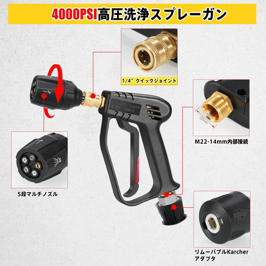 ANZOBEN 高圧洗浄ショートガン ケルヒャー 高圧洗浄機用 M22 14mm トリガーガン 高圧洗浄ガン 耐久性 マルチスプレー 5段調整可 : 7dc2c7e8331 : シャイニング ...