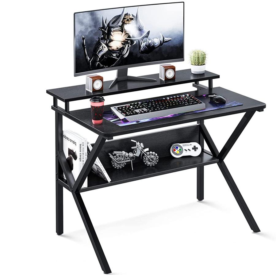 KKL パソコンデスク モニター台付き 幅70cm×奥行48cm 机 pcデスク 棚付きデスク コンパクト 省スペース 在宅勤務 テレワークデス : シャイニングONE - 通販 ...