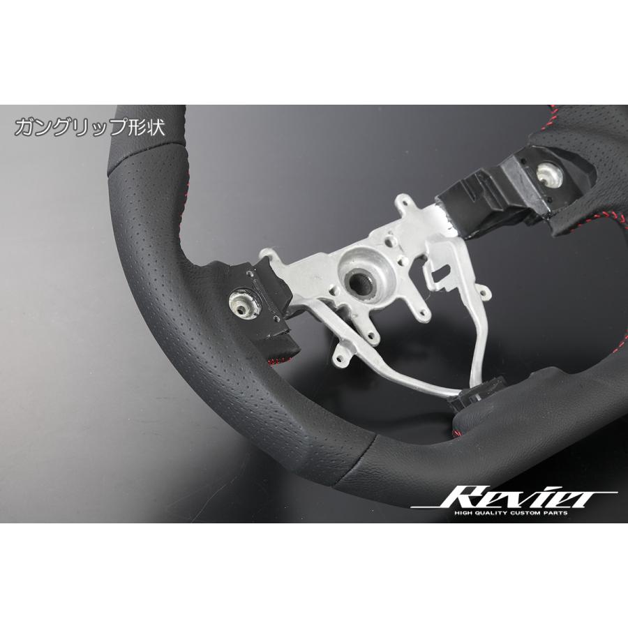 GRB/GRF/GVB/GVF インプレッサ WRX STI オールレザーステアリング D型ガングリップ形状 [レッドステッチ] センターマーク付 ハンドル 本革 : シャイニングパーツ3号店 ...