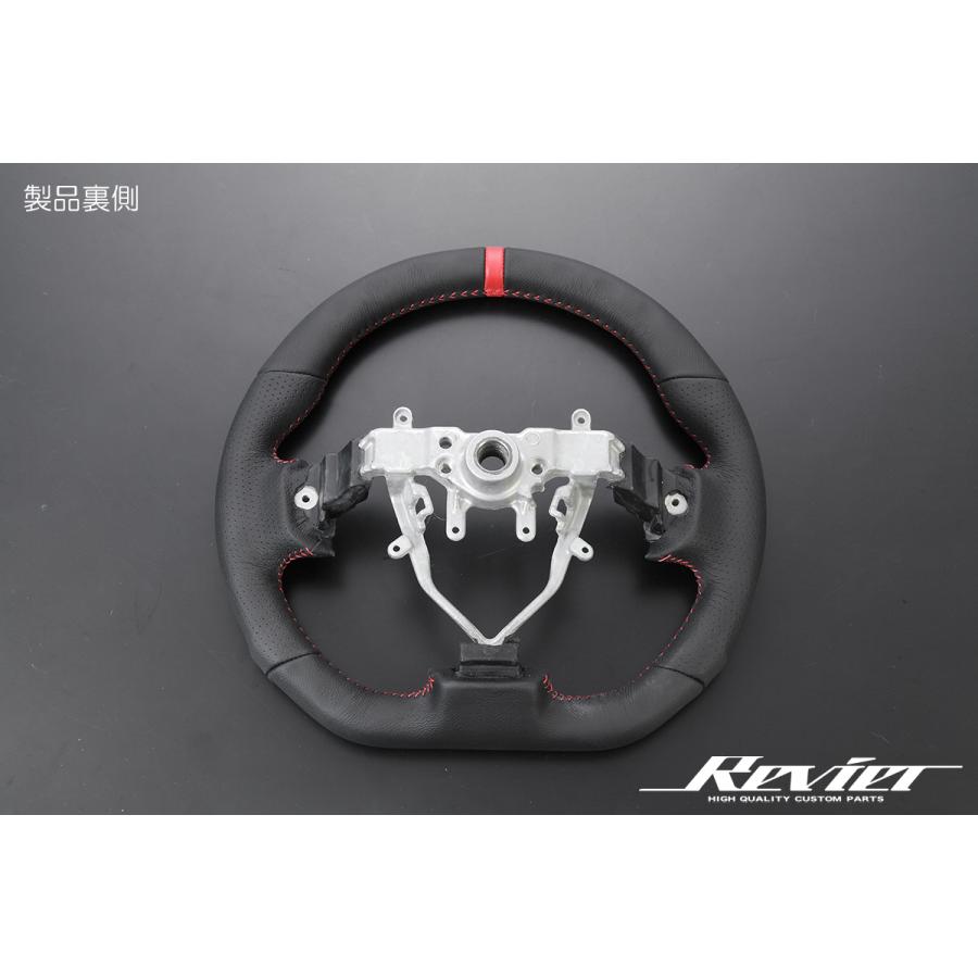 GRB/GRF/GVB/GVF インプレッサ WRX STI オールレザーステアリング D型ガングリップ形状 [レッドステッチ] センターマーク付 ハンドル 本革 :spde-bpbl-all ...