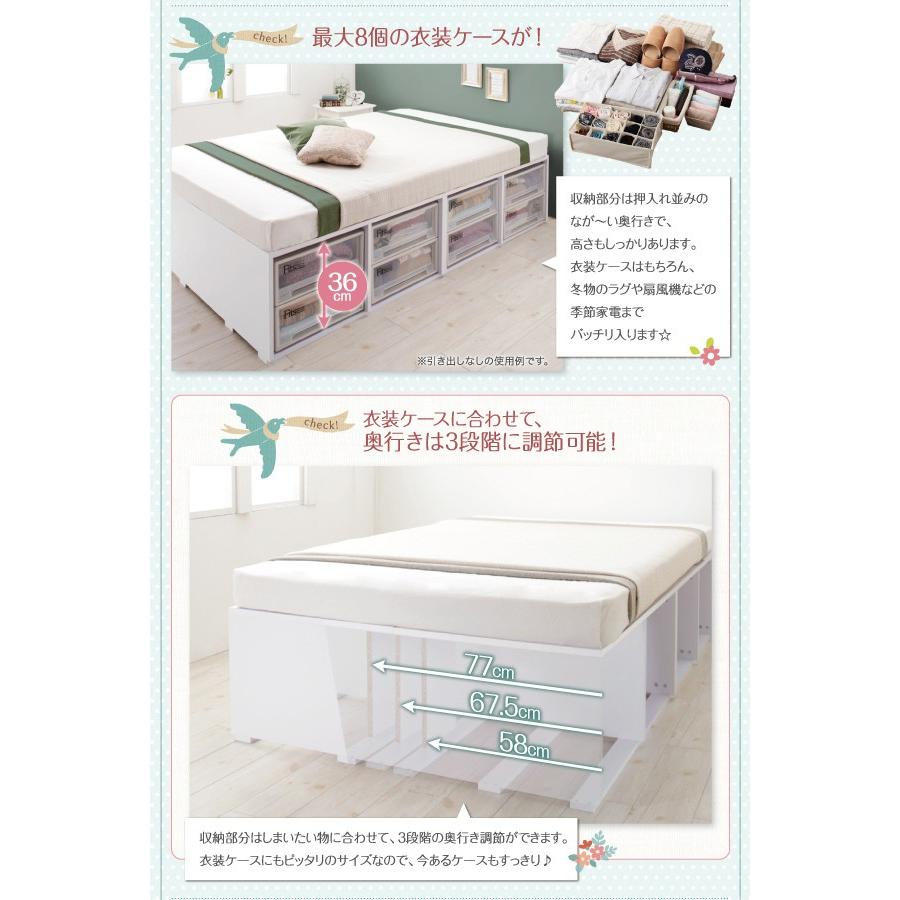 ベッドフレーム 収納ベッド シングル 1人暮らし ワンルーム 衣装ケースも入る大容量収納ベッド ベッドフレームのみ 引出し2杯 シングル ...