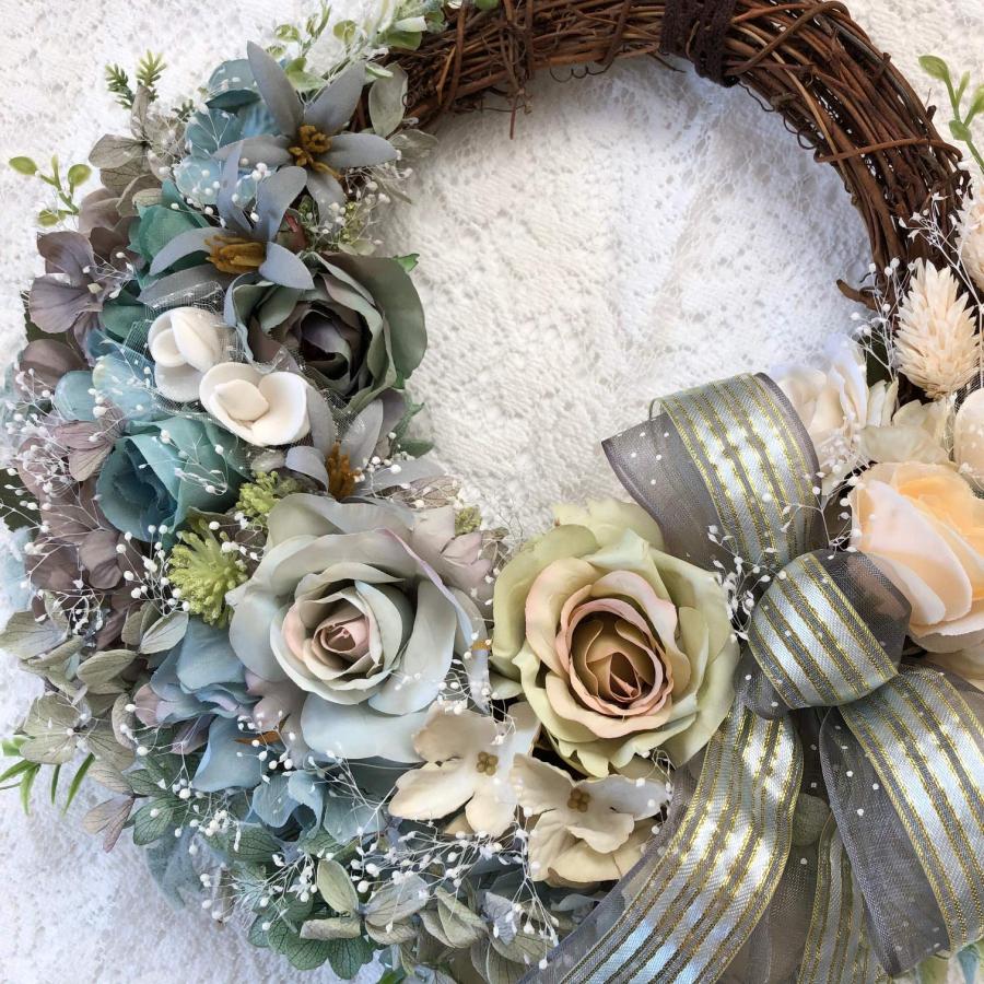 Lulu's ルルズ シャビーシックなハーフムーンリース アーティフィシャルフラワー ナチュラルリース サイズ:約φ25cm×7cm シャビーシックなハ : Shining Today ...