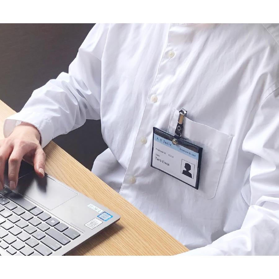 [A.Y.Judie] idカードホルダー ホック付き ネイビー タテ型 大型 透明 両面 全面 見える 2枚 落ちない 無地 軽い s53-028 : Shining Today - 通販 ...