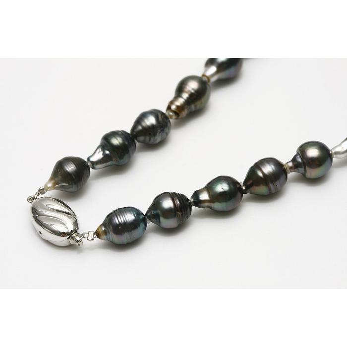 タヒチ黒蝶真珠パールネックレス 10-8mm ブラックカラー : 真珠 タヒチ黒蝶真珠パールネックレス 10-8mm ブラックカラー : 真珠