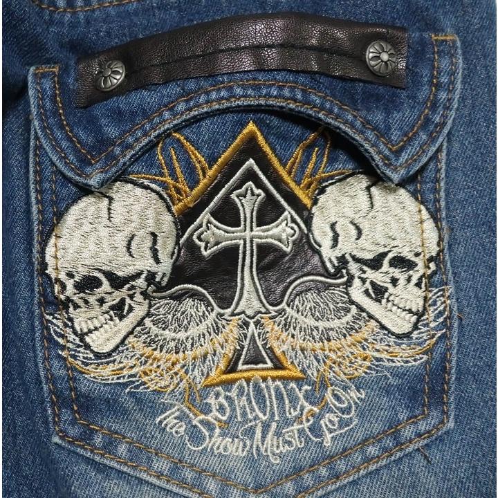 SKULL ジーンズ メンズ 刺繍 スカル/ドクロ 十字架/クロス SKULL ジーンズ メンズ 刺繍 スカル/ドクロ 十字架/クロス