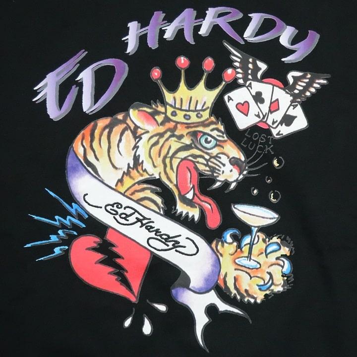 Ed Hardy エドハーディー ed hardy トレーナー メンズ 王冠/パンサー 裏パイル地 長袖 エド・ハーディー オーバーサイズ ...