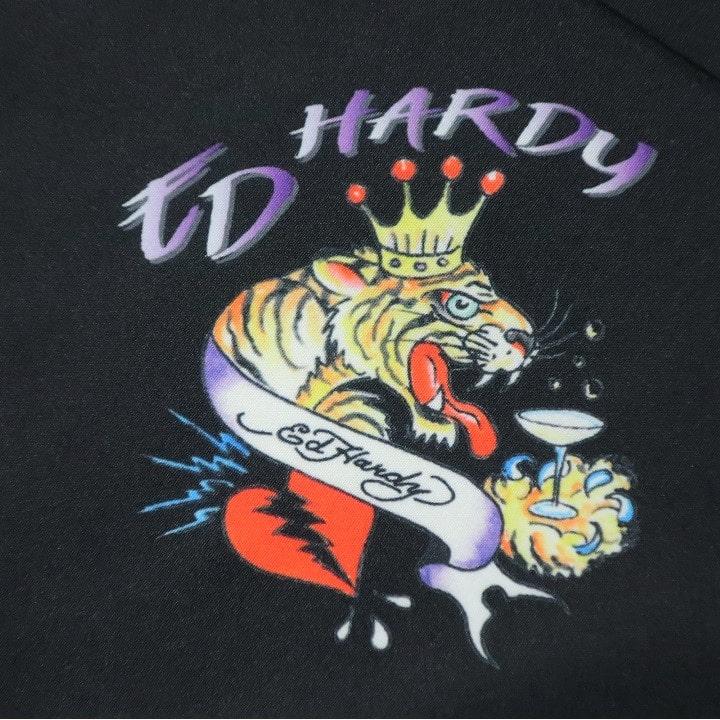 Ed Hardy エドハーディー ED HARDY ボーリングシャツ スカル/ドクロ 総柄 ストレッチ オープンシャツ オーバーサイズ メンズ ...