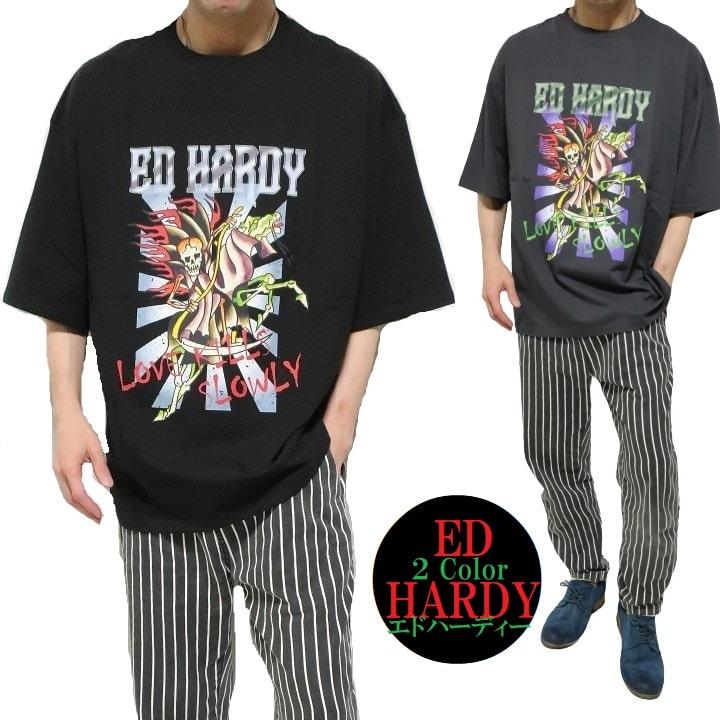 Ed Hardy エドハーディー ed hardy Tシャツ スカル/ドクロ/死神 メンズ tシャツ プリント 半袖 オーバーサイズ 正規 ...