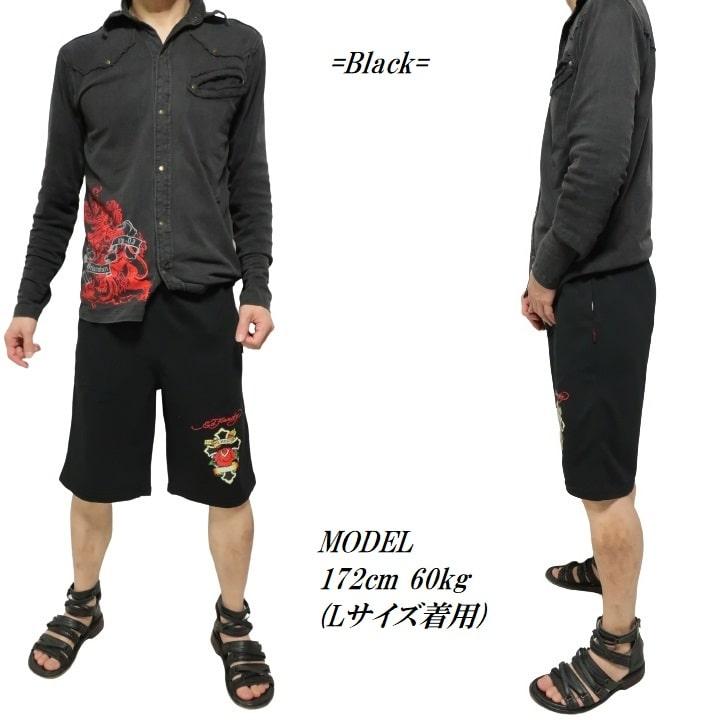 Ed Hardy エドハーディー ed hardy ハーフパンツ 薔薇/ローズ/十字架 メンズ 薄手 大きいサイズ ボトム サイズM-L-XL ...