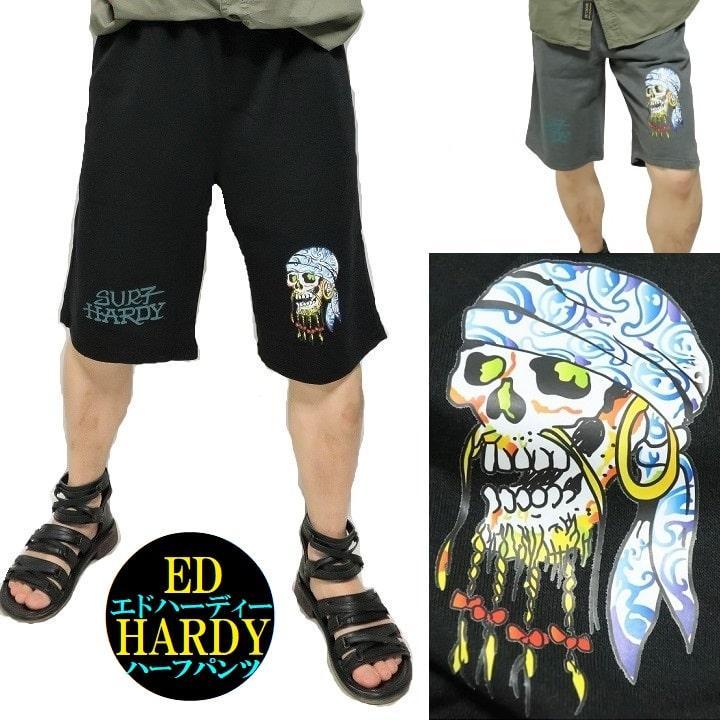 Ed Hardy エドハーディー ed hardy ハーフパンツ スカル/ドクロ/バンダナ メンズ 薄手 大きいサイズ ボトム サイズM-L ...