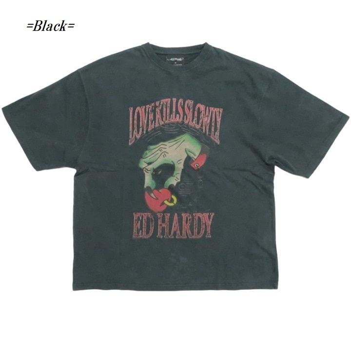 Ed Hardy エドハーディー ed hardy Tシャツ 半袖 ゴースト/ハンド/ハート メンズ レディース tシャツ オーバーサイズ ...