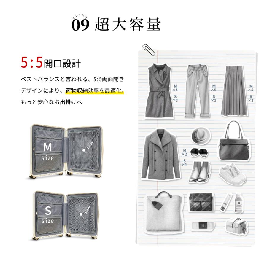 【フロントオープン・カップスタンド付き】スーツケース 機内持ち込み カップホルダー フロントオープン キャリーバッグ S Mサイズ 静音 USBポート付き : scop01 : Shiro ...