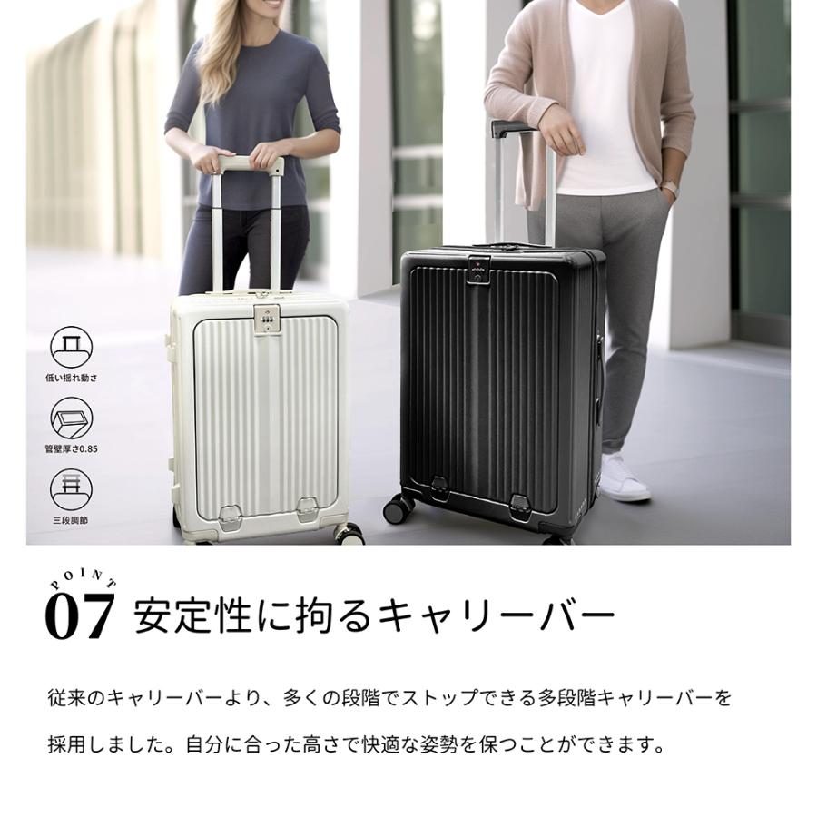 【フロントオープン・カップスタンド付き】スーツケース 前開き 機内持ち込み カップホルダー フロントオープン 静音 Sサイズ USBポート付き ...