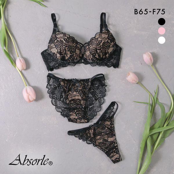 Absorle アブソール シュクレフラワー ブラジャー ショーツ Tバック 3点セット 大きいサイズ 成型モールド 総レース : SHIROHATO(白鳩) - 通販 - Yahoo!ショッピング