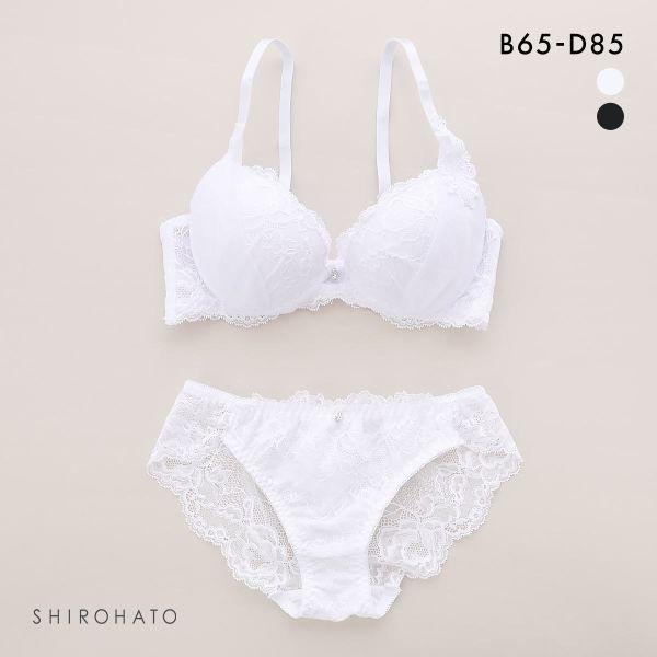 SHIROHATO（白鳩） ルルモアナ シアーヴェール ブラセット BCD65-85 盛り 谷間 美胸 寄せ ブラジャー ショーツ セット ...