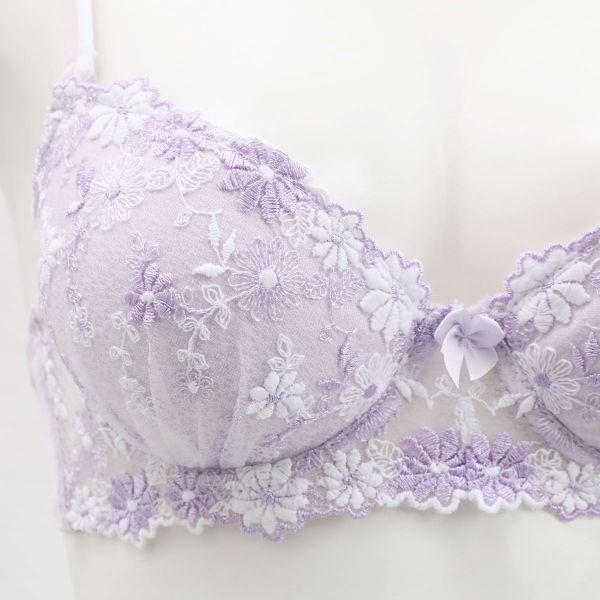 SHIROHATO サンエイ ギュピールレース 小花刺繍 ブラジャー ショーツ セット ABCD 盛り胸 谷間 プチプラ 美胸 モールドカップ 丸胸 SANEI : SHIROHATO(白鳩 ...