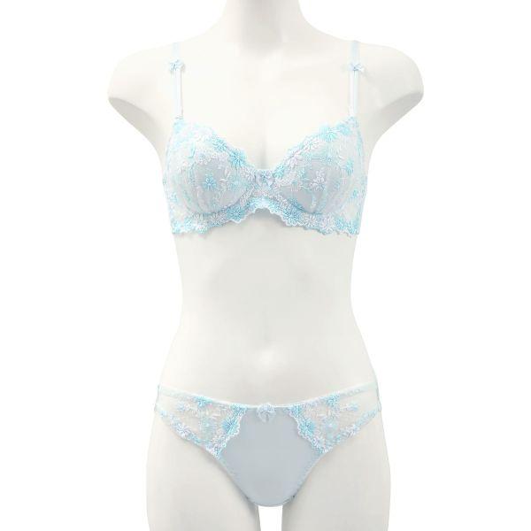 サンエイ ギュピールレース 小花刺繍 ブラジャー ショーツ セット ABCD 盛り胸 谷間 プチプラ 美胸 モールドカップ 丸胸 SANEI : c0011954adw : SHIROHATO ...